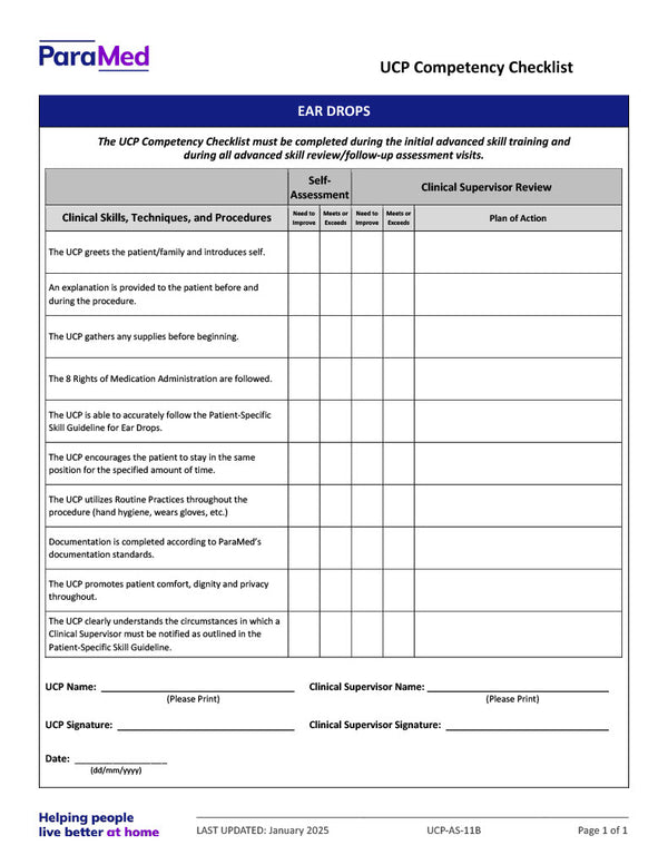 Ear Drops (Competency Checklist) – Extendicare Print Shop
